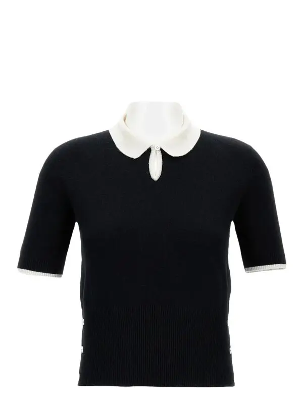 Thom Browne Keyhole Cashmere Polo Shirt - Black