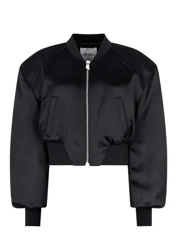 Attico Cropped Bomber Jacket - Black