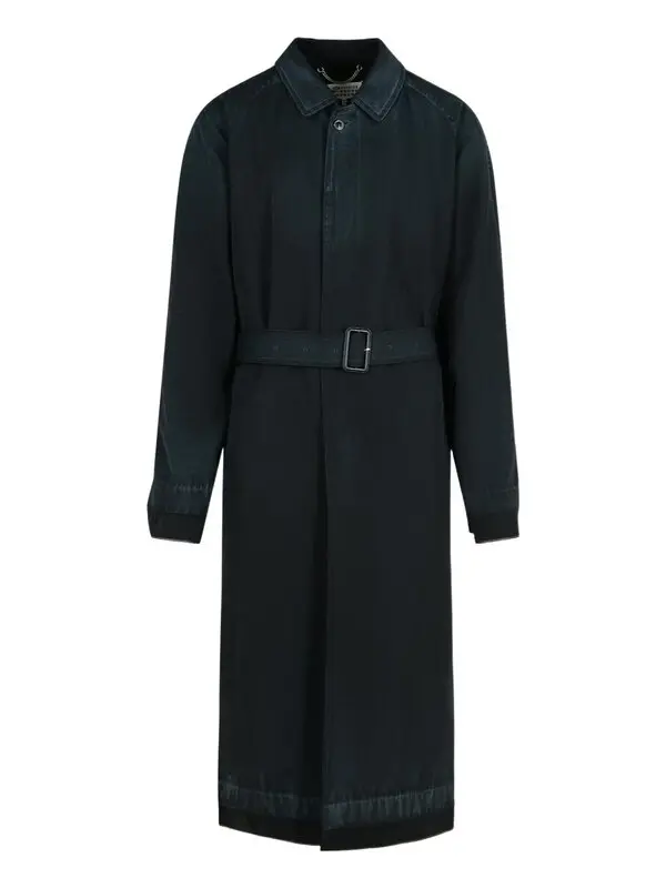 MAISON MARGIELA Belted Pointed-collar Coat - Black