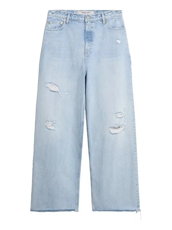 GOLDEN GOOSE Wide-leg Distressed Jeans - Blue