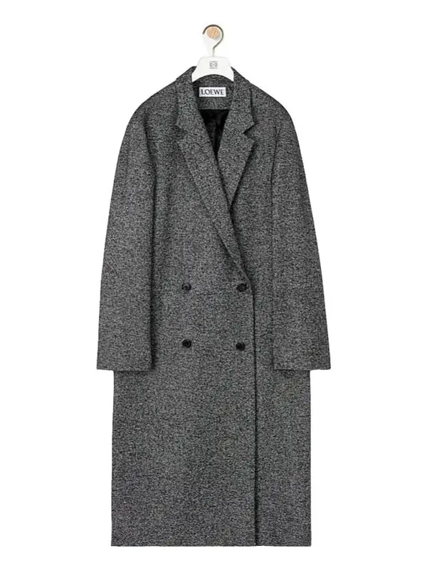 Loewe Double-breasted Mid-length Coat - Black/white