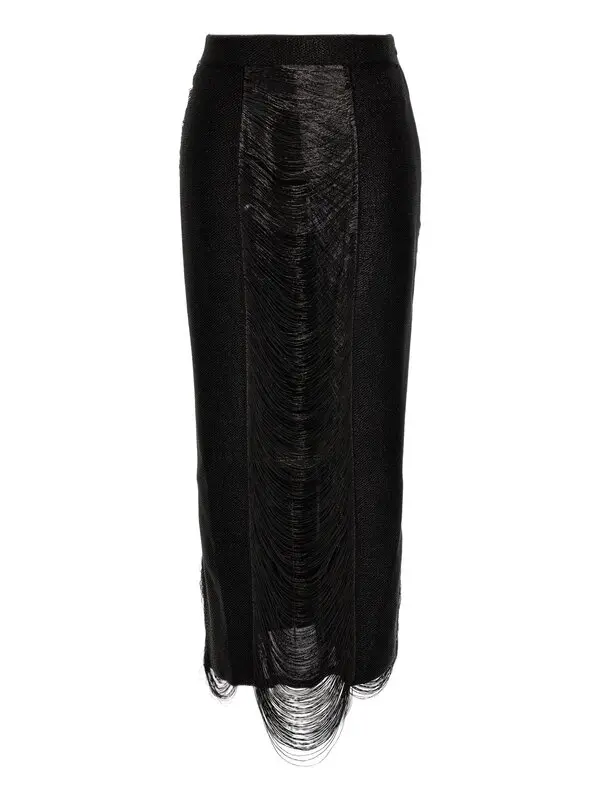 Alexander McQueen Armor Stitch Fringed Skirt - Black