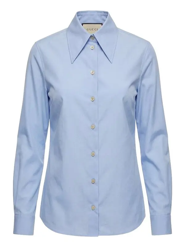 Gucci Curved Hem Buttoned Shirt - Blue
