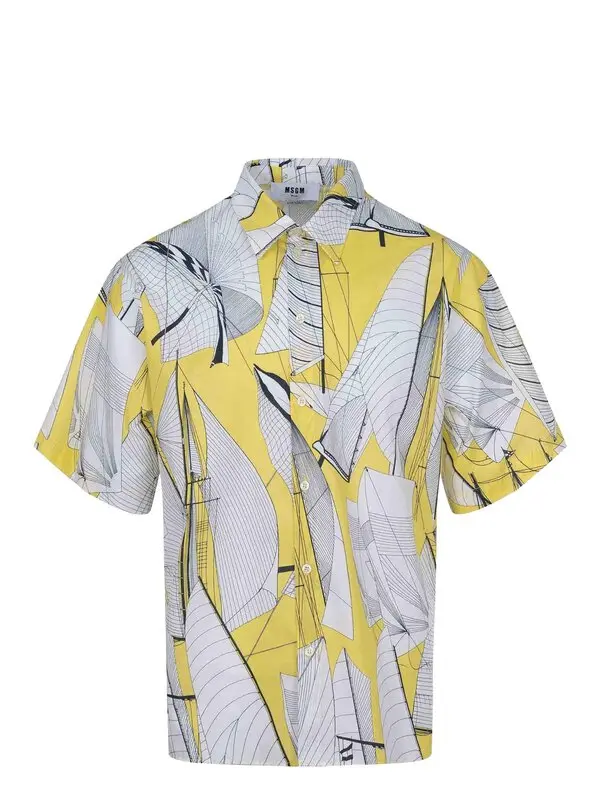 MSGM Graphic Printed Short Sleeved Shirt - Gray