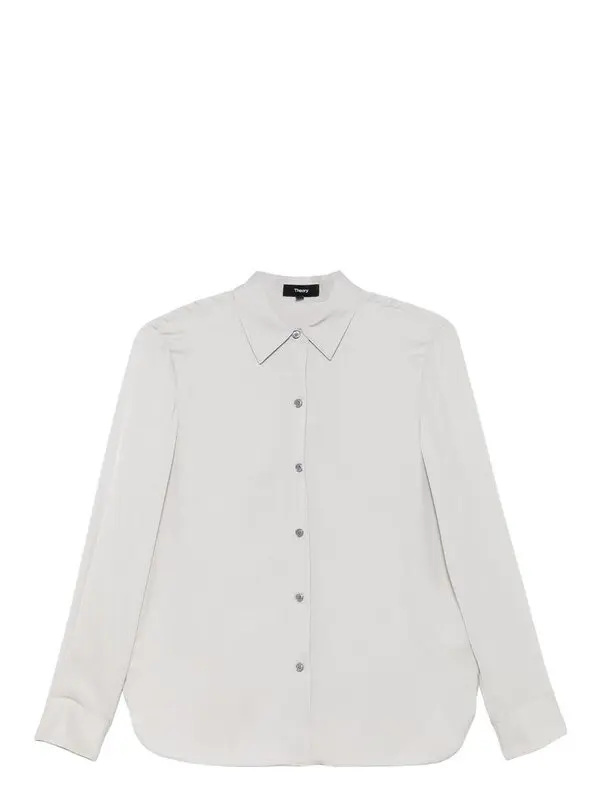 Theory Curved Hem Satin Shirt - Grey