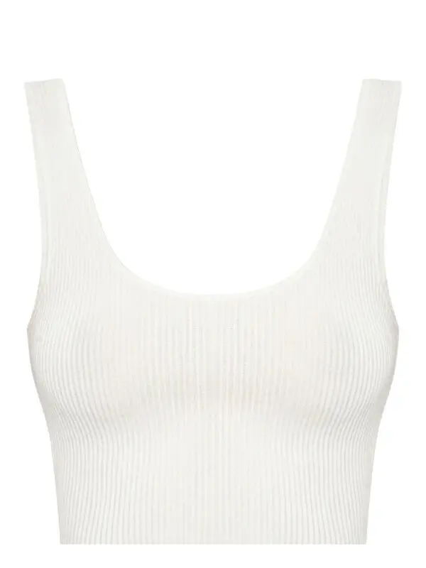 Chloé Ribbed-knit Cropped Top - White