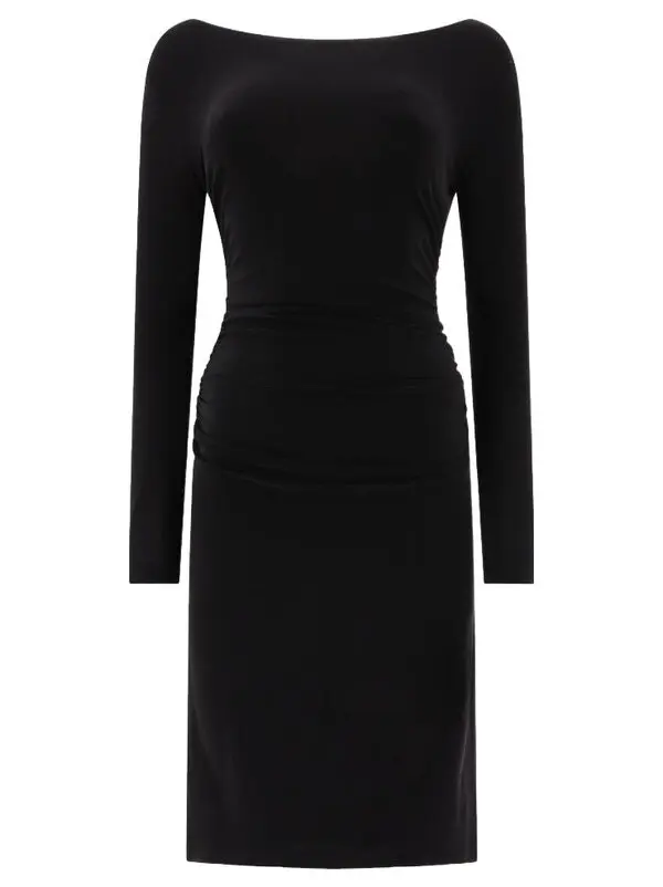 Norma Kamali Long Sleeved Boat-neck Dress - Black