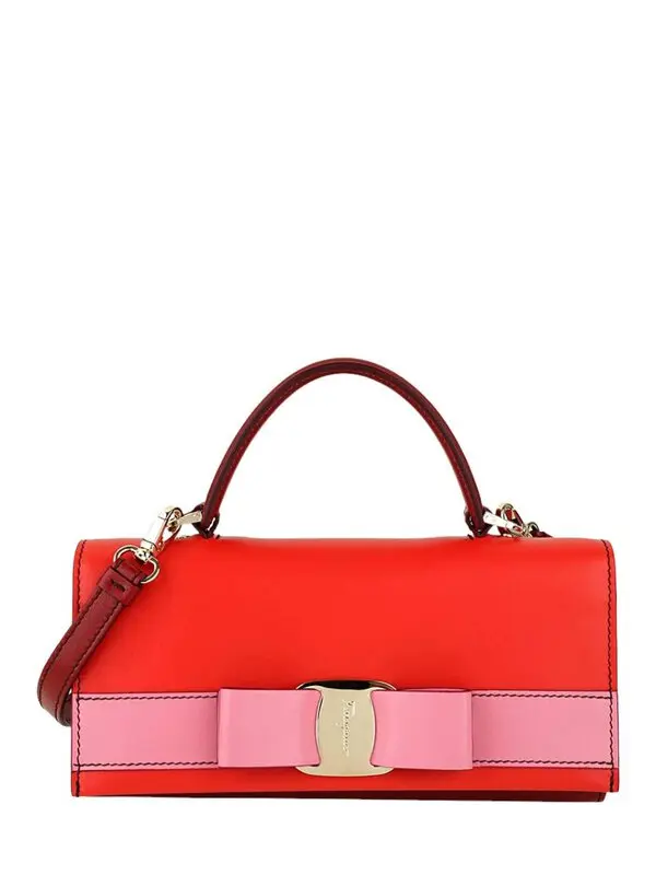 FERRAGAMO Bow Detail Shoulder Bag - Red