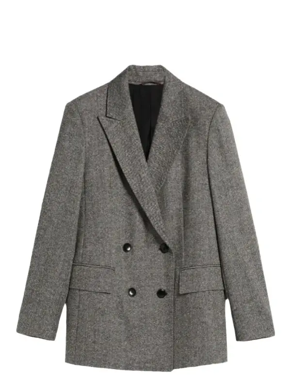 Max Mara Double-breasted Virgin Wool Blazer - Gray