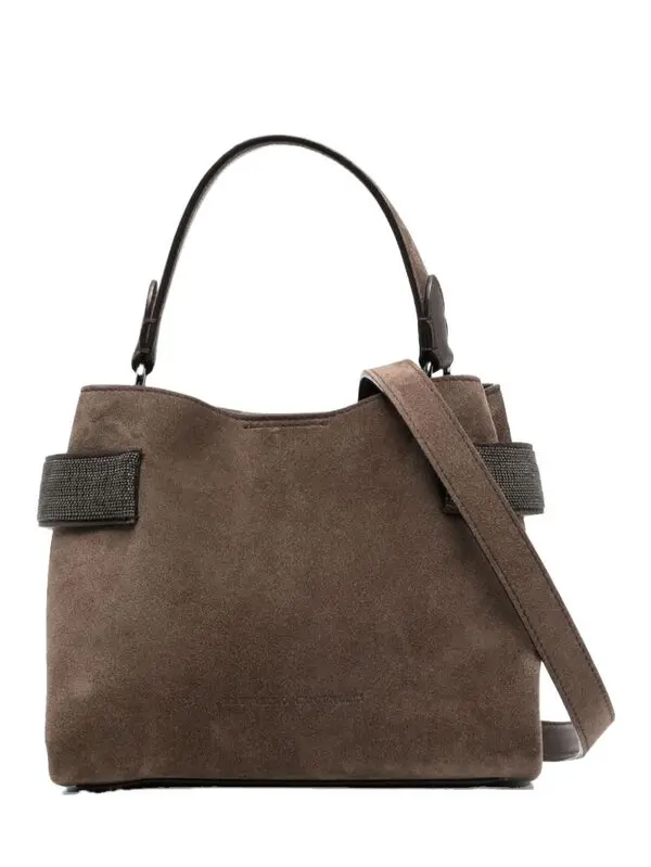 Brunello Cucinelli Essence Precious Bands Small Top-handle Bag - Dark Bluish Brown
