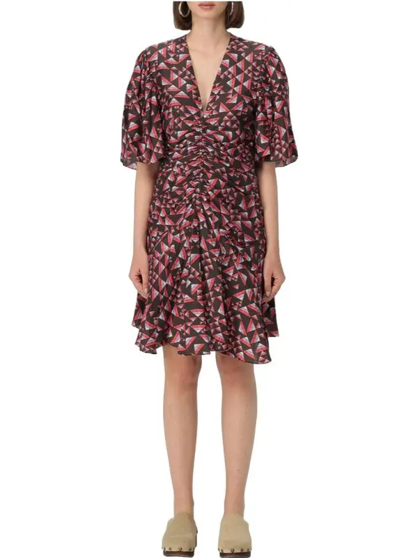 Isabel Marant Étoile Geometric Print Ruffled Mini Dress - Multicolor
