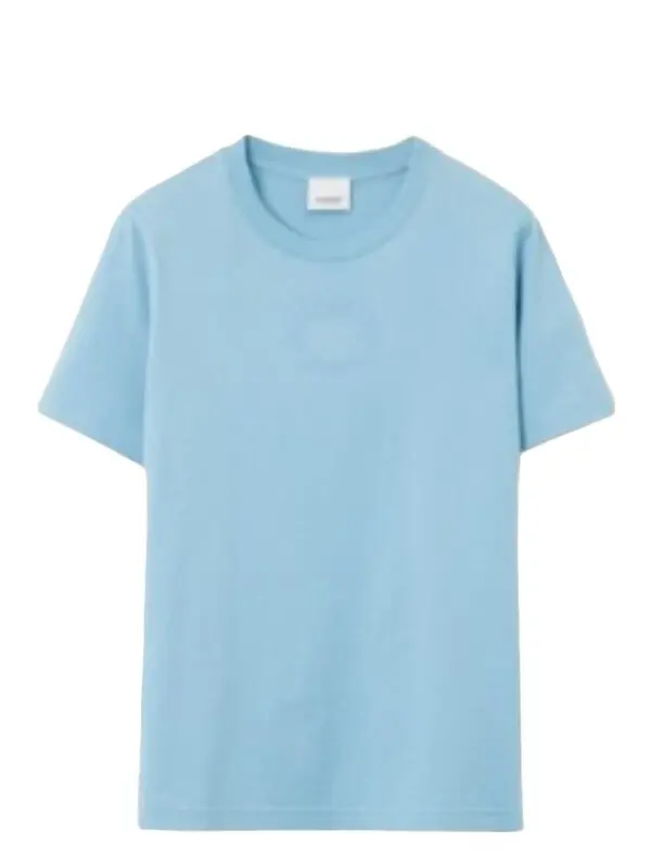 Burberry Logo Embroidered Cotton T-shirt - Blue