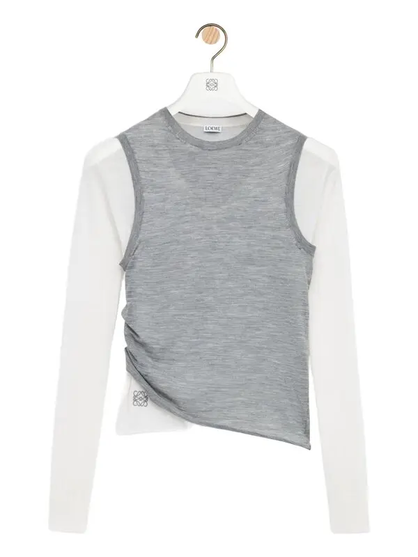 Loewe Cashmere Draped Sweater - Gray/white