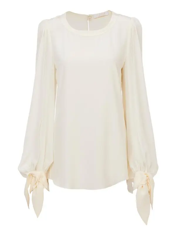Chloé Long-sleeved Blouse With Knot Detailing - White