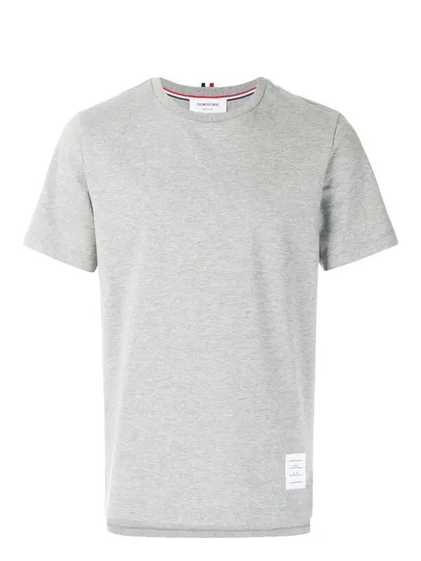 Thom Browne Logo Patch Crewneck T-shirt - Light Gray