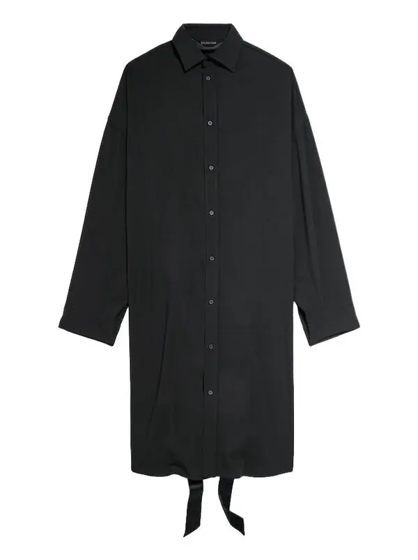 Balenciaga Technical Crepe Lace-up Shirt Dress - Black