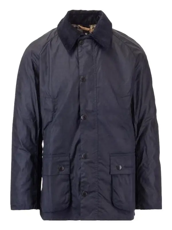 Barbour Ashby Waxed Jacket With Classic Collar And Logo - Black