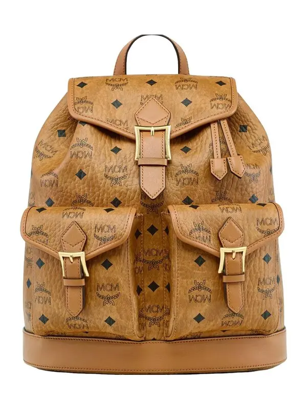 Mcm Small Drawstring Backpack - Cognac
