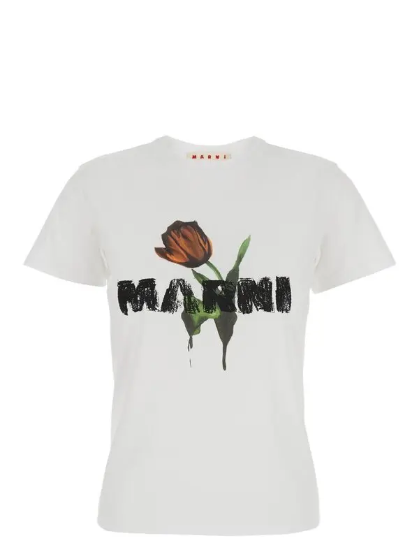 Marni Crewneck Graphic T-shirt - White