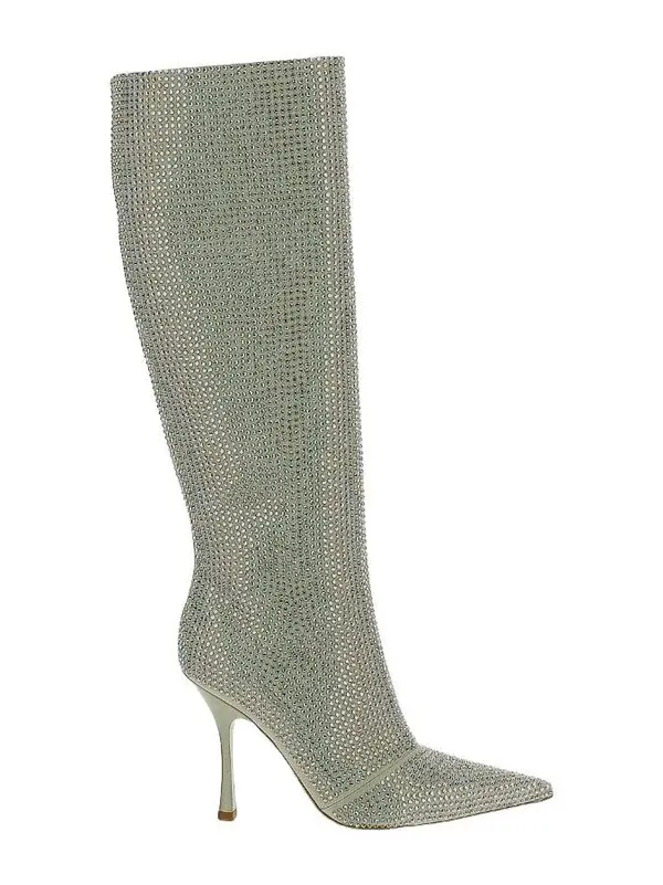 Liu Jo Embellished Pointed Toe High Heel Boots - Gray