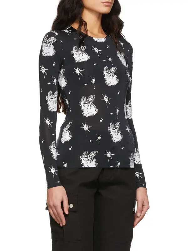 We11Done Graphic Print Long Sleeve T-shirt - Black