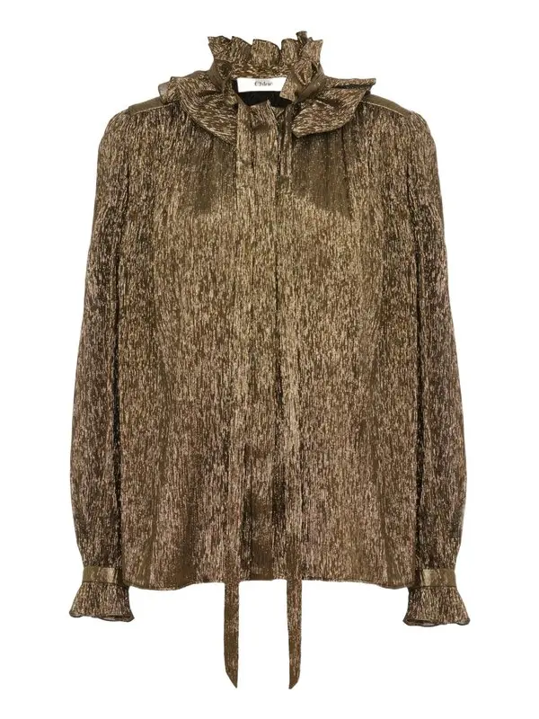 Chloé Long Sleeve Frill Shirt - Black Gold
