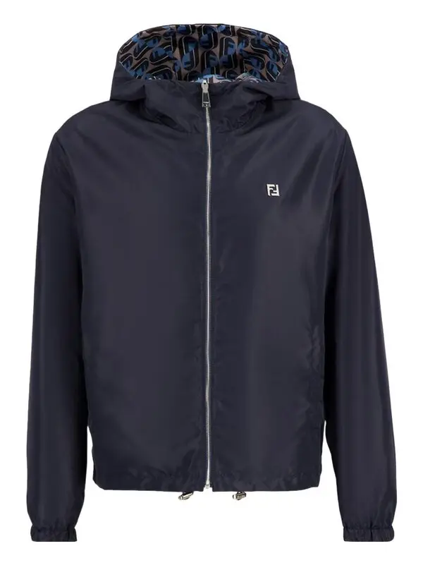 Fendi Reversible Blouson With Ff Appliqu - Gray, Blue, Black, Pigeon Gray