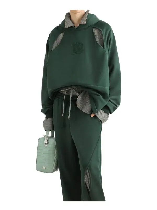 Dolce & Gabbana Logo Patch Treated Hoodie - Green