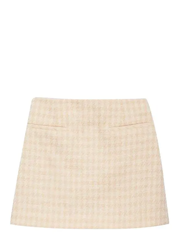 ANINE BING Vanessa Houndstooth Tweed Miniskirt - Nude