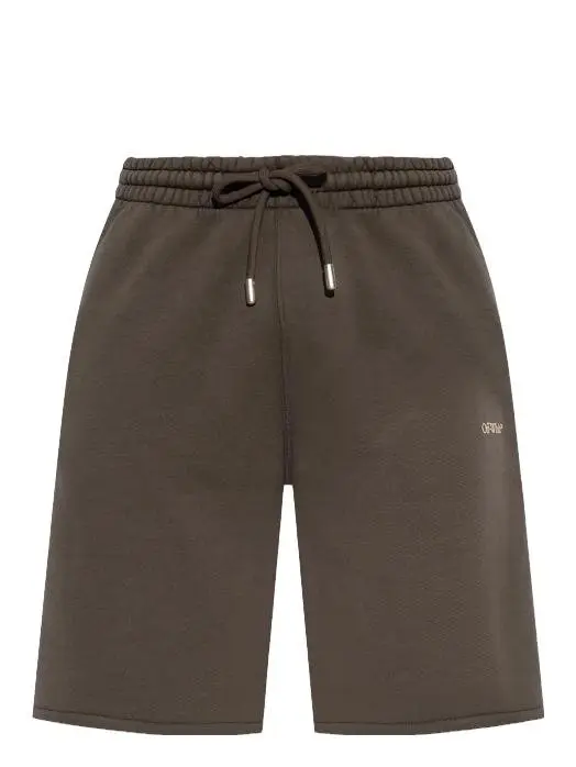 Off-White Logo Embroidered Drawstring Shorts - Brown
