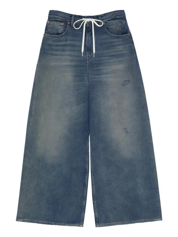 MAISON MARGIELA Wide Leg Jeans With Drawstring - Gray-blue