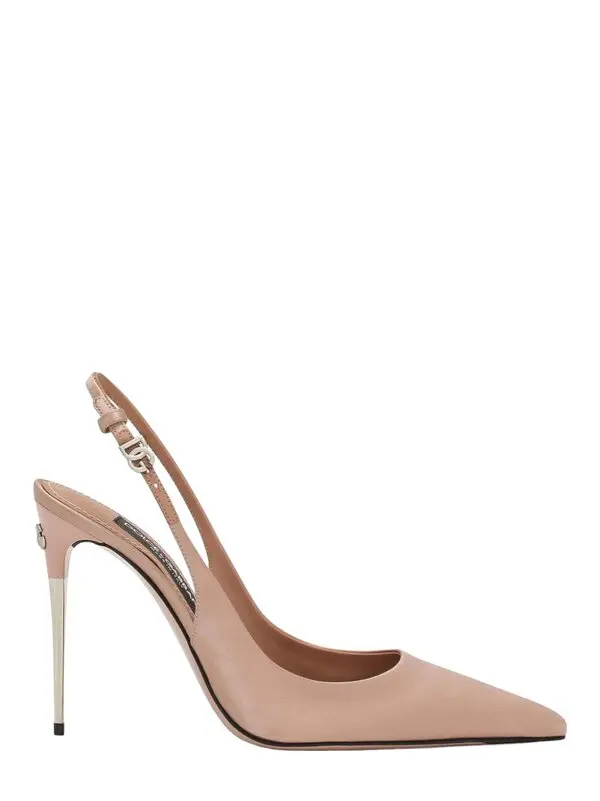 Dolce & Gabbana Pointed Toe Slingback Pumps With Buckle Detail - Nude