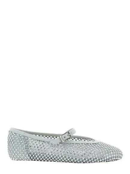 LE SILLA Gilda Embellished Ballerina Flats With Adjustable Strap - Silver