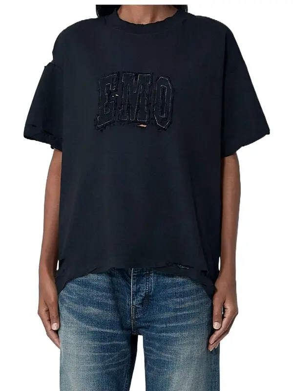 Balenciaga Destroyed Logo T-shirt - Blk