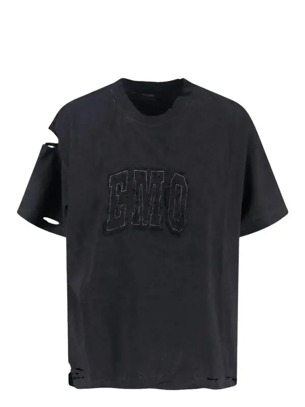 Balenciaga Distressed Detailed Crewneck T-shirt - Blk