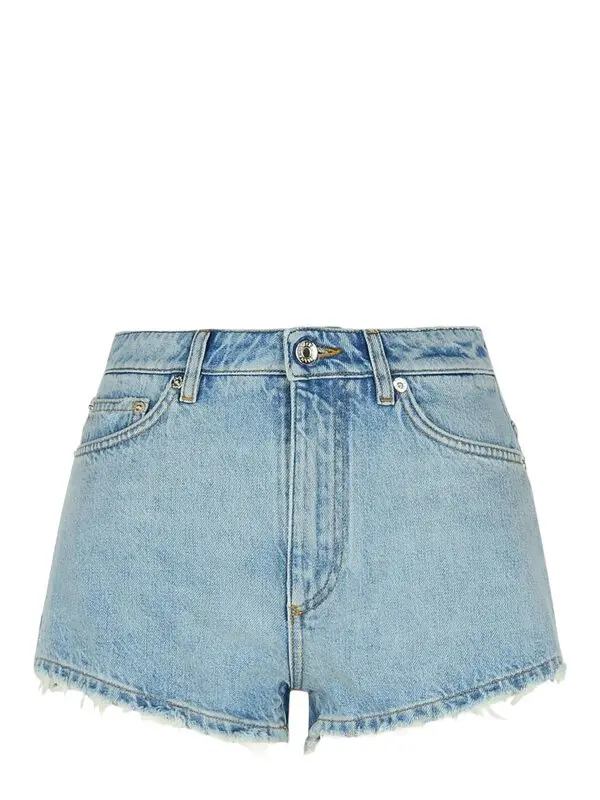 Dolce & Gabbana Distressed Denim Shorts With Contrasting Stitching - Blue