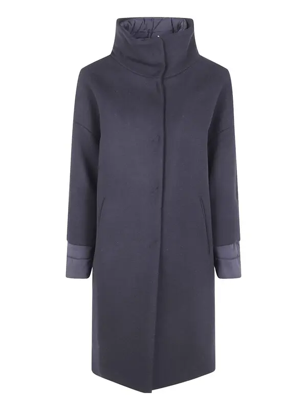 Herno Funnel Neck Long Jacket - Black