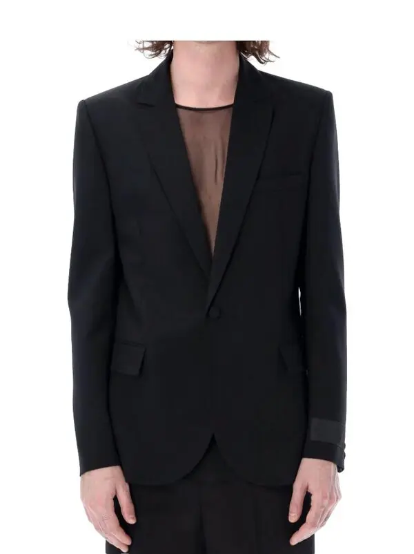 Valentino Garavani Logo Patch Single-breasted Tailored Blazer - Black