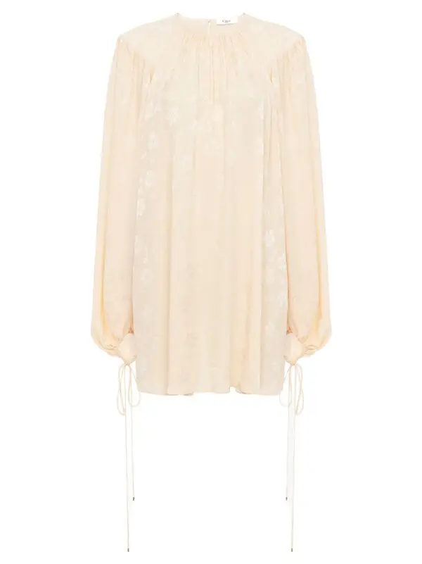 Chloé Jacquard Silk Mini Dress - Nuts Brown