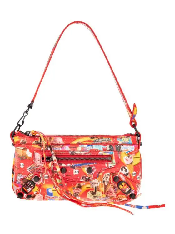 Balenciaga Le City Ice-cream Print Shoulder Bag - Red