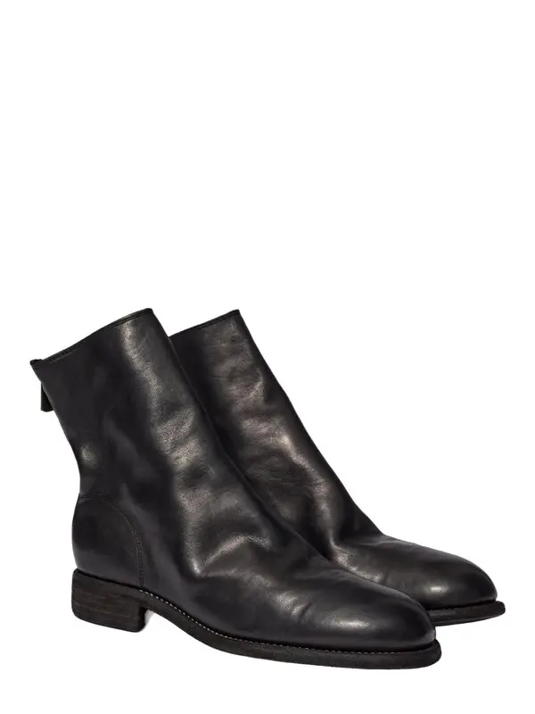 Guidi Round Toe Zip Up Ankle Boots - Black