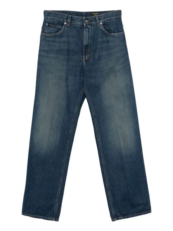 Dolce & Gabbana Logo Embroidered Jeans - Blue
