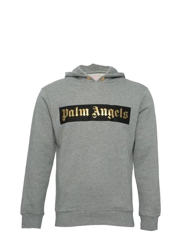Palm Angels Logo Hooded Sweater - Gray