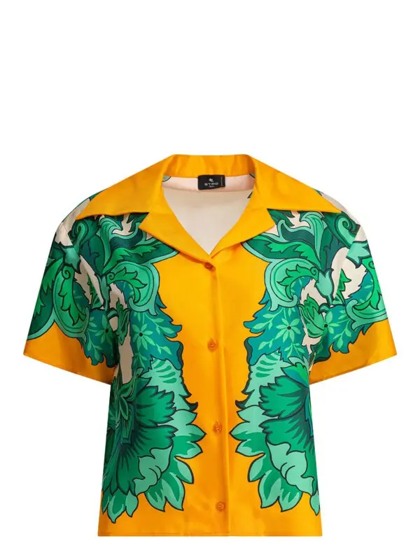 Etro Graphic Printed Short Sleeve Shirt - Carrot Orange