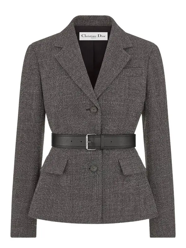 Dior Belted Jacket With Removable Scarf - Black