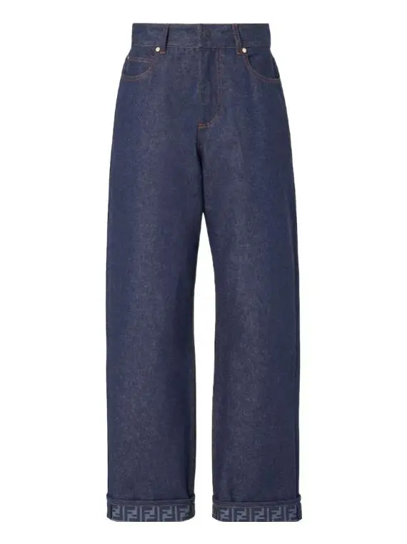 Fendi Ff Reverse Straight-leg Jeans - Navy Blue