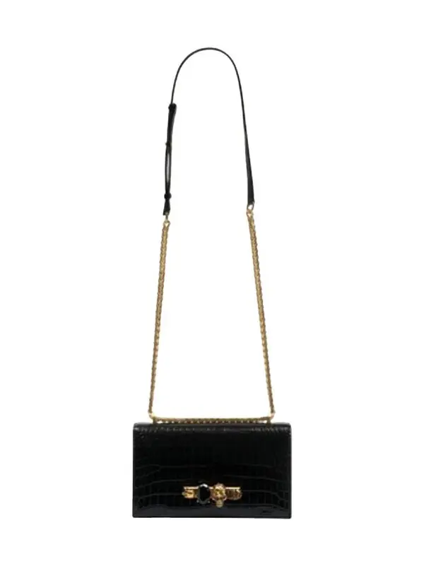 Alexander McQueen Jewelled Satchel Crossbody Bag - Black