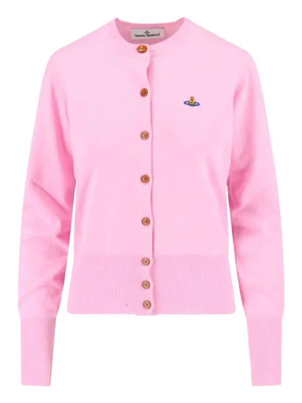 VIVIENNE WESTWOOD Orb Embroidered Knitted Cardigan - Pink