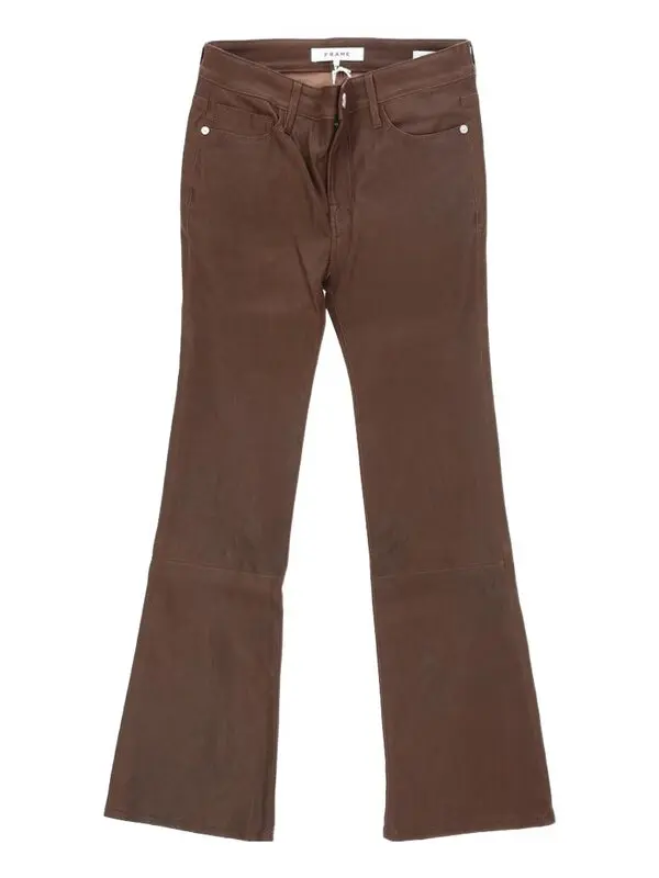 FRAME Flared Leather Trousers - Brown