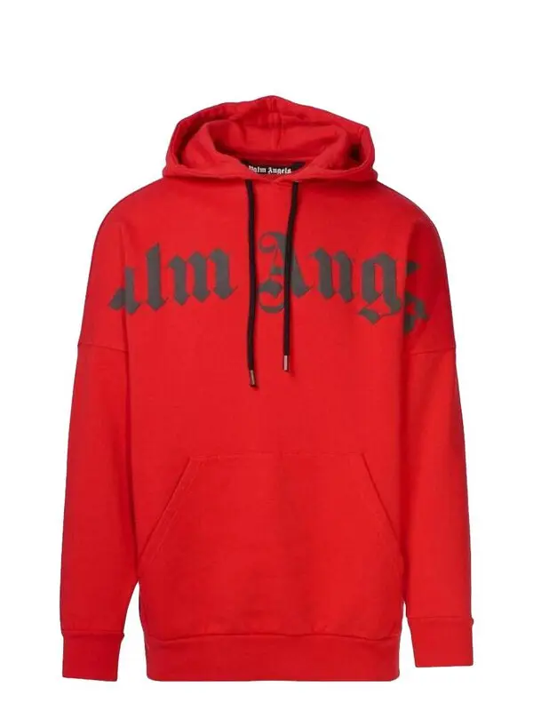 Palm Angels Logo Print Hoodie - Red